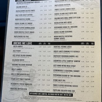 Yard House Beer List