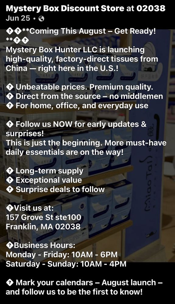 MYSTERY BOX HUNTER - Updated June 2026 - 157 Grove St, Franklin ...