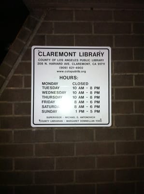 LA COUNTY LIBRARY - CLAREMONT HELEN RENWICK LIBRARY - Updated December ...