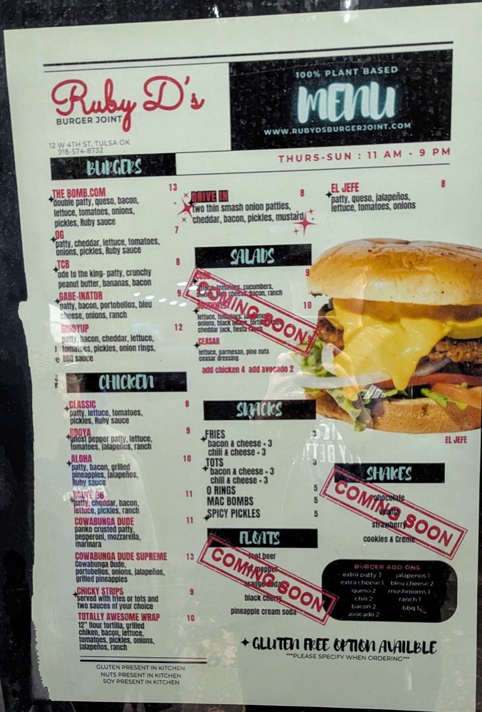 RUBY D’S BURGER JOINT - Updated May 2025 - 12 W 4th St, Tulsa, Oklahoma ...