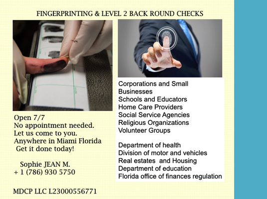 MDCP - Updated June 2024 - Miami, Florida - Fingerprinting - Phone Number - Yelp