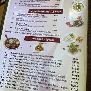 Asian bistro menu store