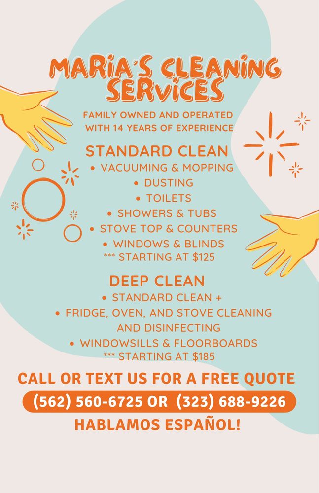 MARIA’S CLEANING SERVICES - Updated December 2024 - Downey, California - Home Cleaning - Phone ...