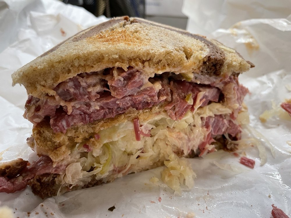 Double decker corned beef Reuben. Beef is cured in-house! - Yelp