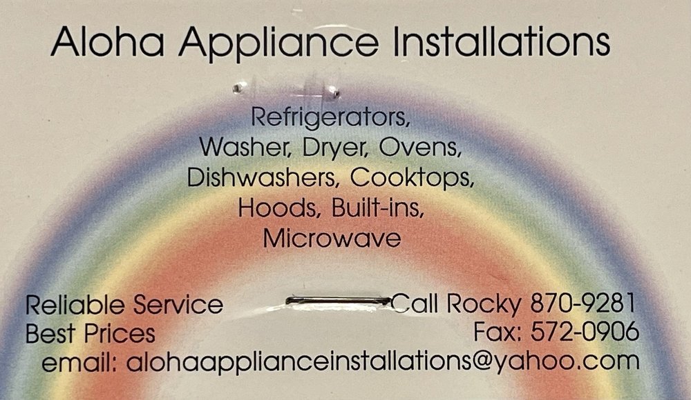 ALOHA APPLIANCE INSTALLATIONS - Updated October 2025 - Pukalani, Hawaii ...
