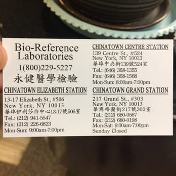 BIO-REFERENCE LABORATORIES - Updated October 2025 - 13-17 Elizabeth St ...