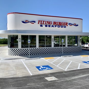 Flying burger and seafood store