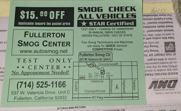 FULLERTON SMOG CENTER - 72 Photos & 384 Reviews - 537 W Valencia Dr ...