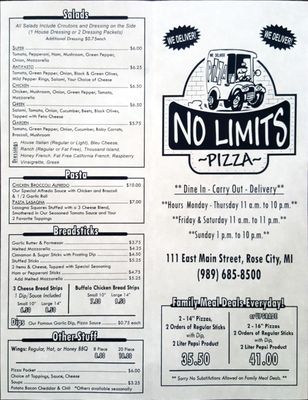 NO LIMITS PIZZA - Updated December 2025 - 111 E Main St, Rose City ...