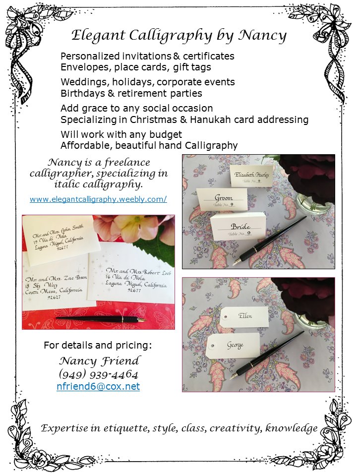 ELEGANT CALLIGRAPHY BY NANCY - Updated August 2025 - Laguna Niguel ...