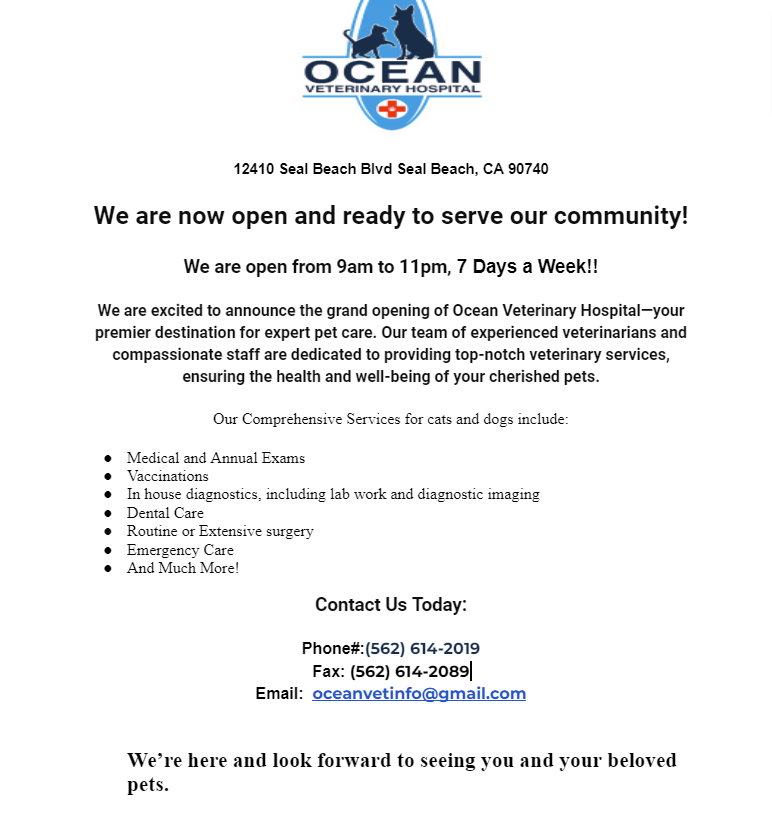 OCEAN VETERINARY HOSPITAL - Updated July 2024 - 26 Photos & 11 Reviews ...