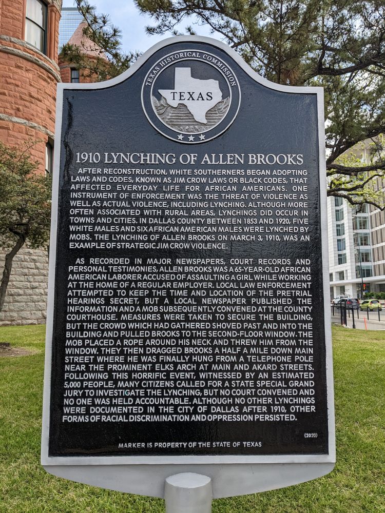 1910 LYNCHING OF ALLEN BROOKS MARKER - Updated June 2024 - 100 S ...