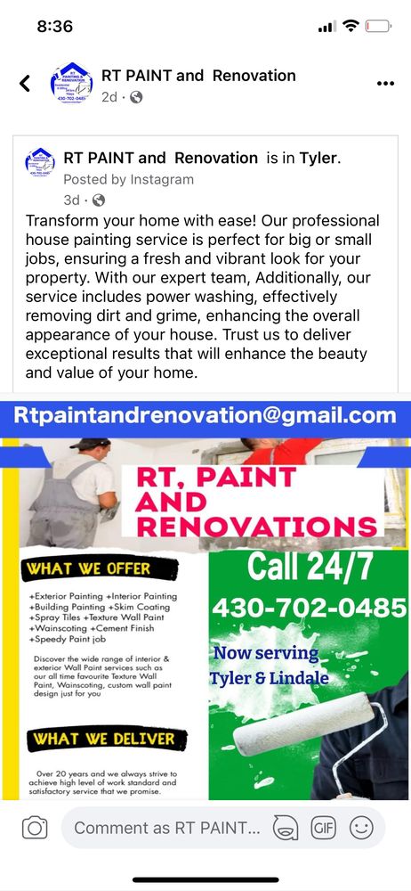 RT PAINTING AND RENOVATION - Tyler, Texas - Painters - Phone Number - Yelp