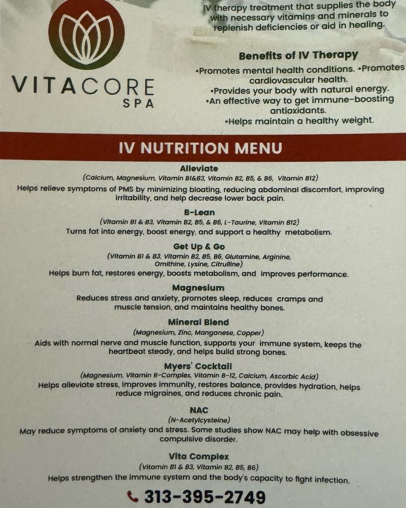 VITACORE SPA - Request an Appointment - 3815 Pelham St, Dearborn, Michigan - IV Hydration ...