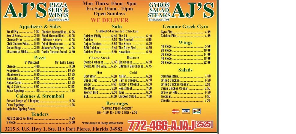 AJ’S PIZZA, SUBS, AND WINGS - Updated December 2025 - 18 Reviews - 3215 ...