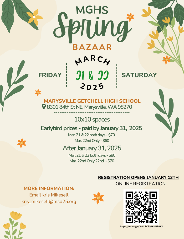 MGHS SPRING BAZAAR - Updated February 2025 - 8301 84th St NE, Marysville, Washington - Arts ...