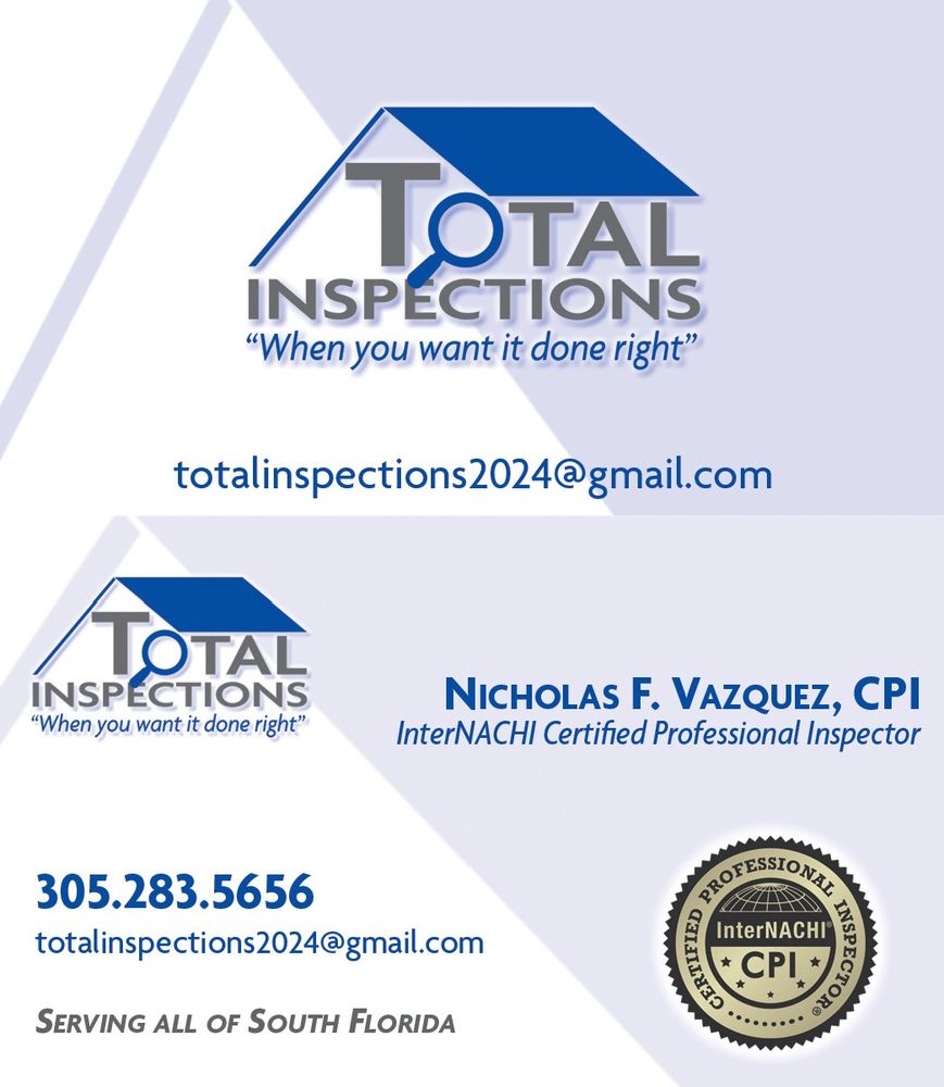 TOTAL INSPECTIONS - Updated April 2024 - Request a Quote - Cutler Bay, Florida - Home Inspectors ...