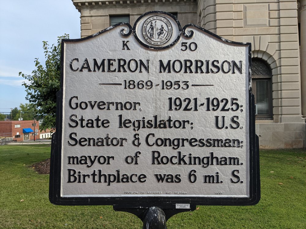 CAMERON MORRISON HISTORICAL MARKER - 112 W Franklin St, Rockingham ...