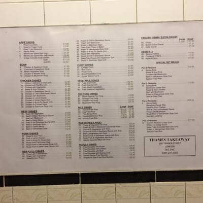 THAMES TAKE AWAY - Updated December 2025 - 140 Tanner Street, London ...