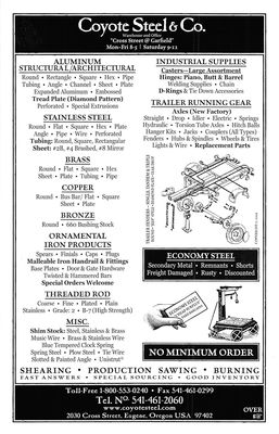 COYOTE STEEL & COMPANY - Updated December 2025 - 2030 Cross St, Eugene ...
