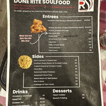DONE RITE SOULFOOD - Updated June 2024 - 111 E Van Buren St ...