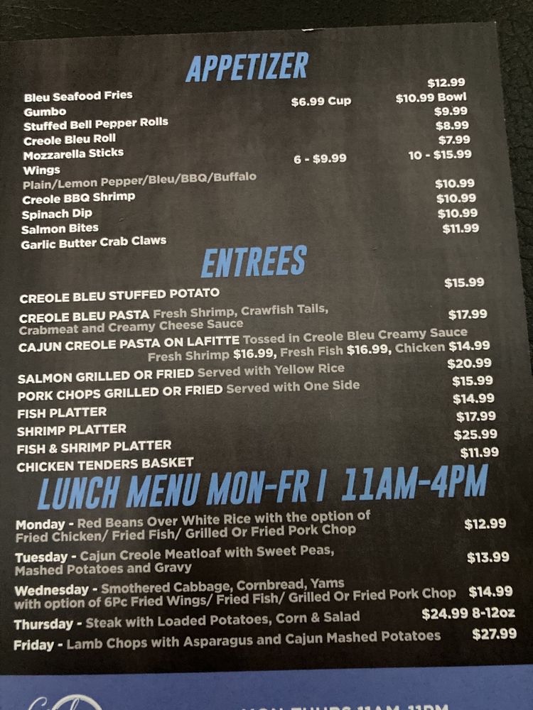 CREOLE BLEU CAFE - 4404 Leo Kerner Pkwy, Marrero, Louisiana - Cajun ...