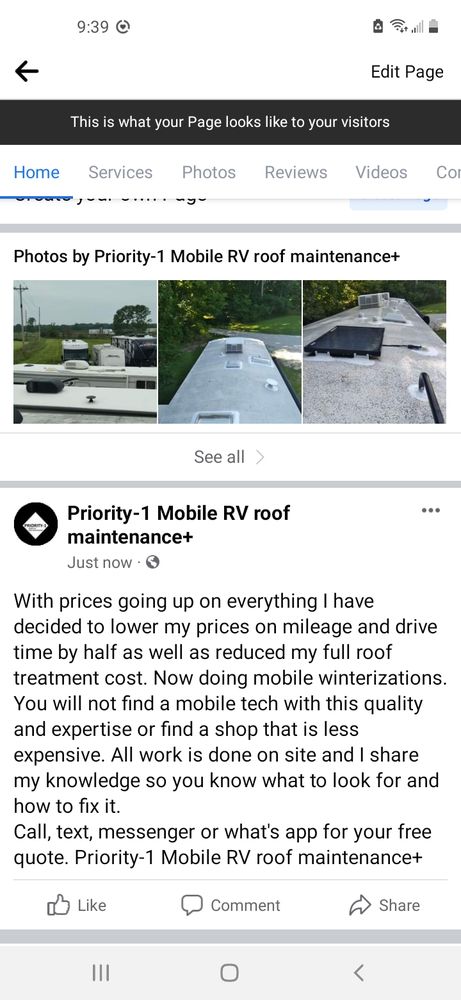 PRIORITY-1 MOBILE RV ROOF MAINTENANCE+ - Paragon, IN - Yelp