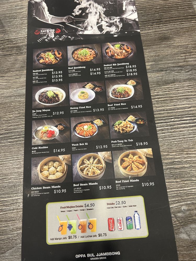 Menu on each table - Yelp