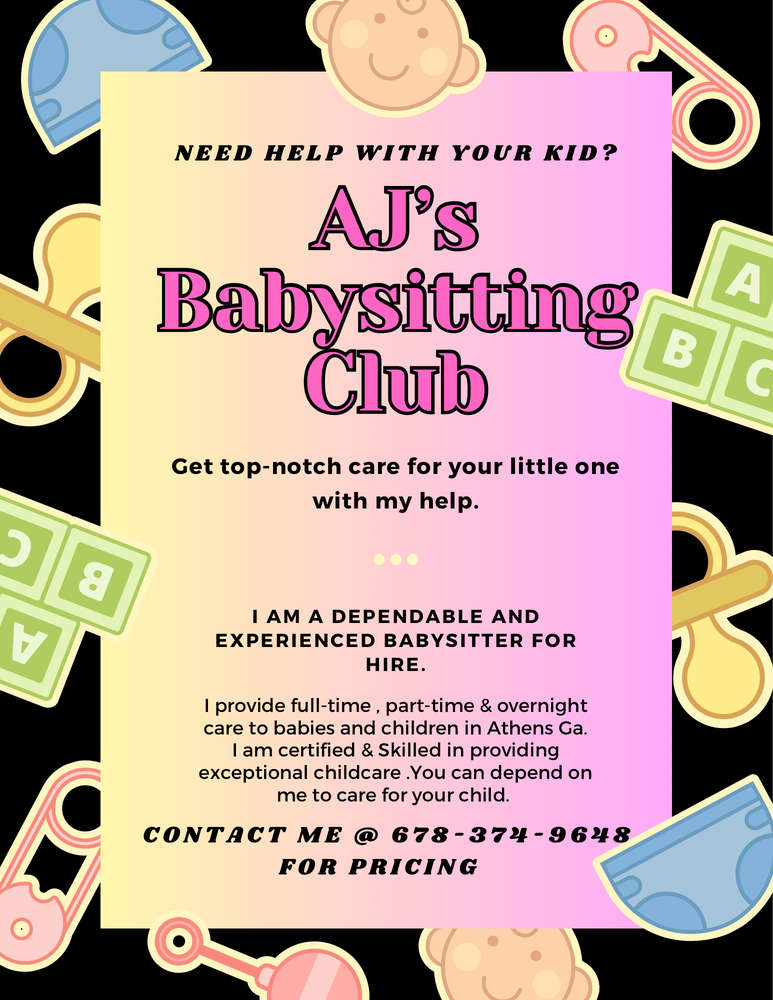 AJ’S BABYSITTING CLUB - Updated September 2025 - Request Consultation ...