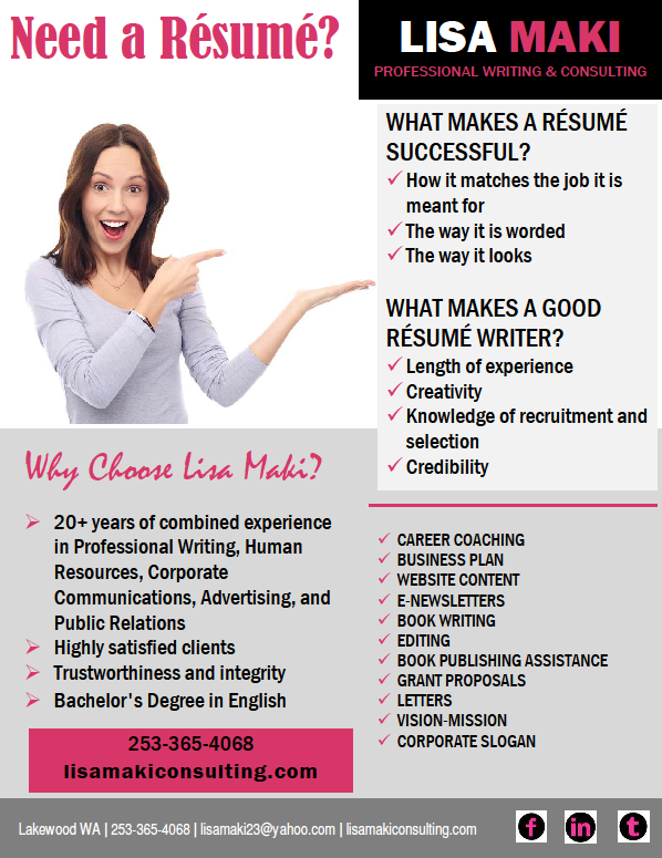 LISA MAKI CONSULTING - Updated June 2025 - Lakewood, Washington - Editorial Services - Phone ...