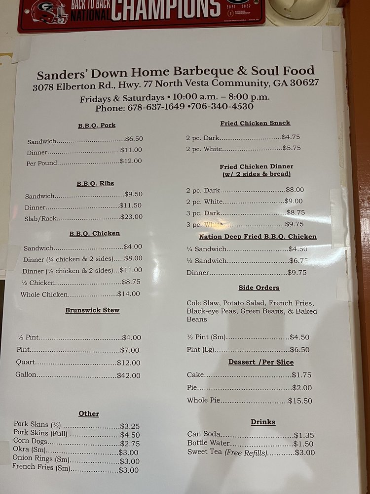SANDERS’ DOWN HOME BARBEQUE AND SOUL FOOD - Updated December 2025 - 19 ...