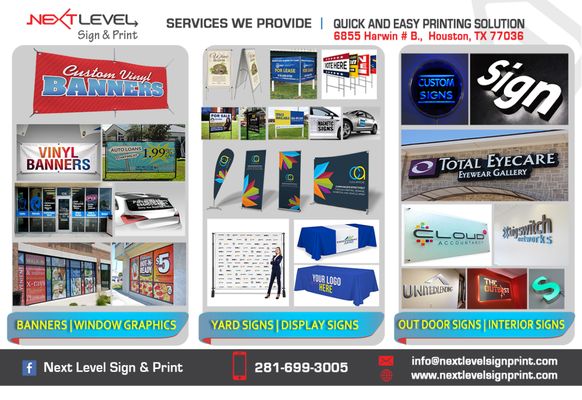 NEXT LEVEL SIGN & PRINT - Updated September 2024 - 7302 Harwin Dr ...