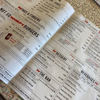 Wimpys diner menu store