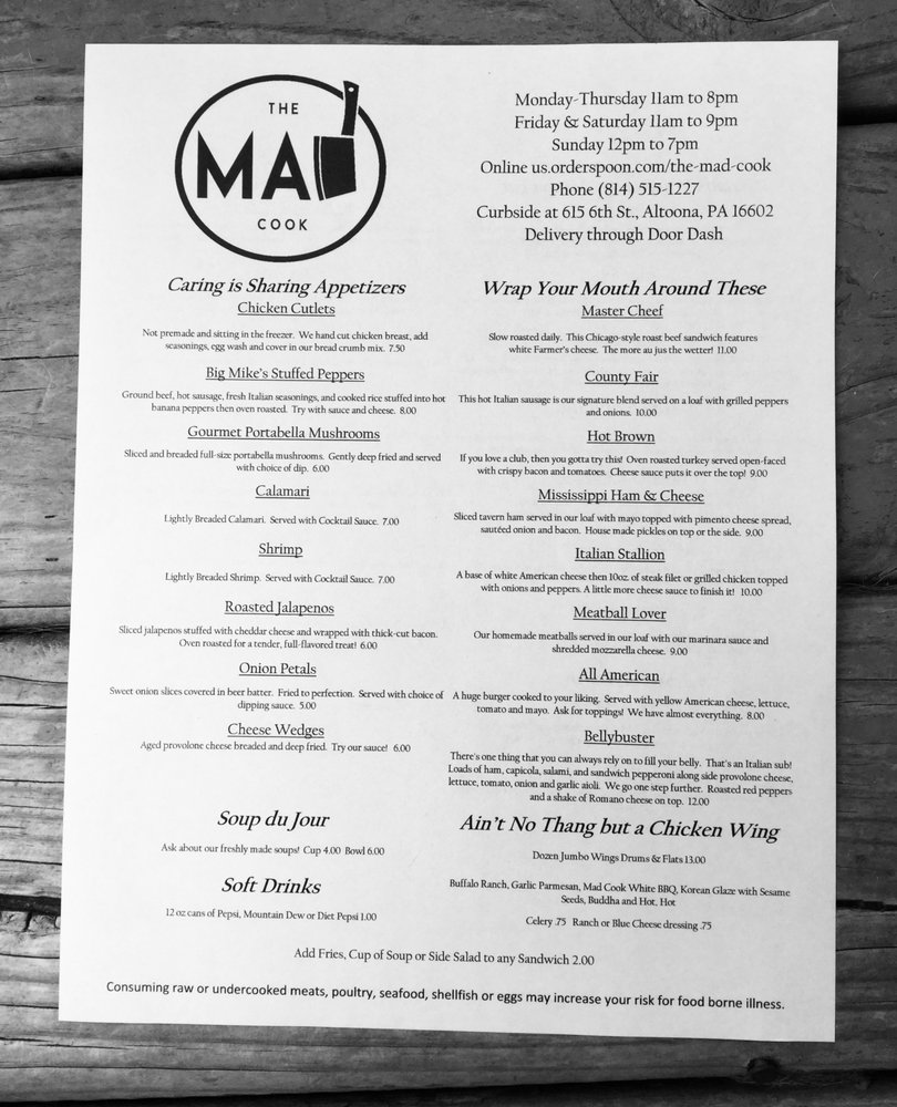 THE MAD COOK - Updated September 2024 - 615 6th St, Altoona ...