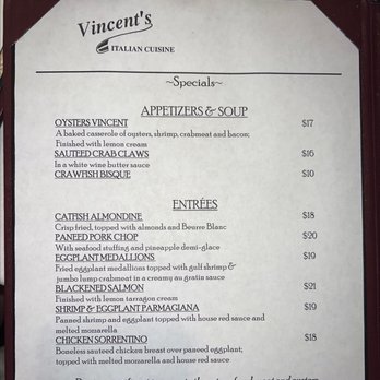 VINCENT’S ITALIAN CUISINE - Updated May 2025 - 243 Photos & 298 Reviews ...