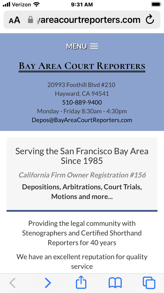 BAY AREA COURT REPORTERS - Updated April 2026 - 20993 Foothill Blvd ...