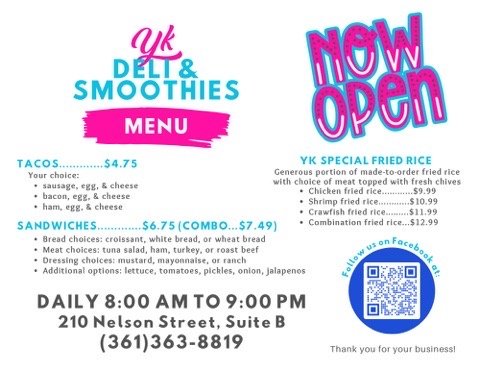 YK DELI AND SMOOTHIES - Updated December 2025 - 210 Nelson St, Yoakum ...