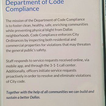 DALLAS CODE COMPLIANCE DEPARTMENT - Updated December 2025 - 3112 Canton ...