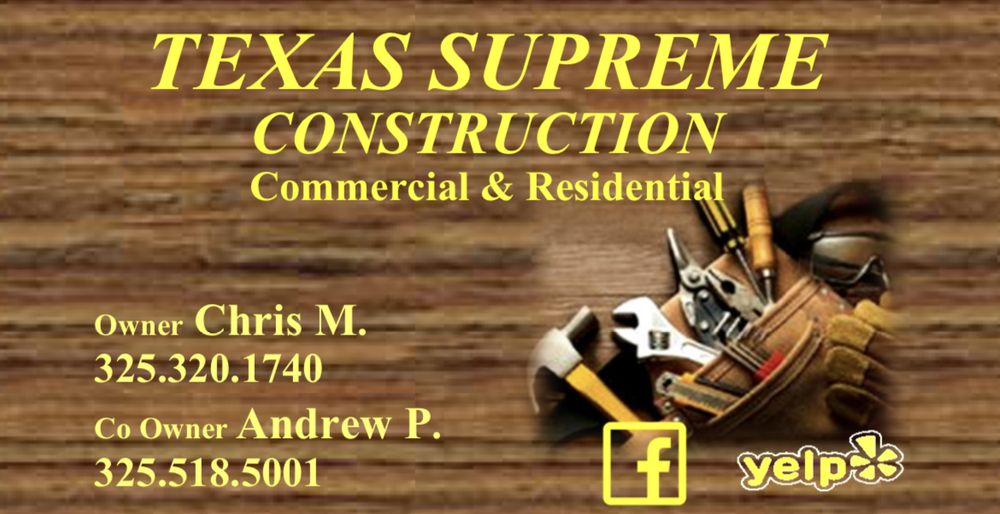 TEXAS SUPREME CONSTRUCTION - Request Consultation - Abilene, Texas - General Contractors - Phone ...