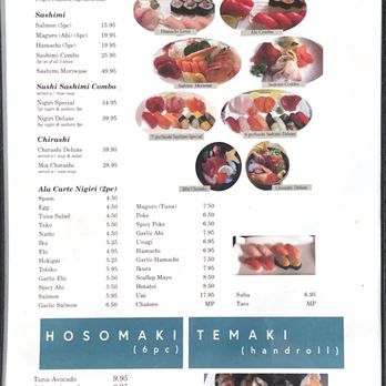 Ginza sushi menu store