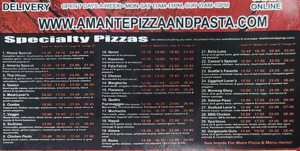 AMANTE PIZZA & PASTA - Updated October 2024 - 40 Photos & 93 Reviews ...