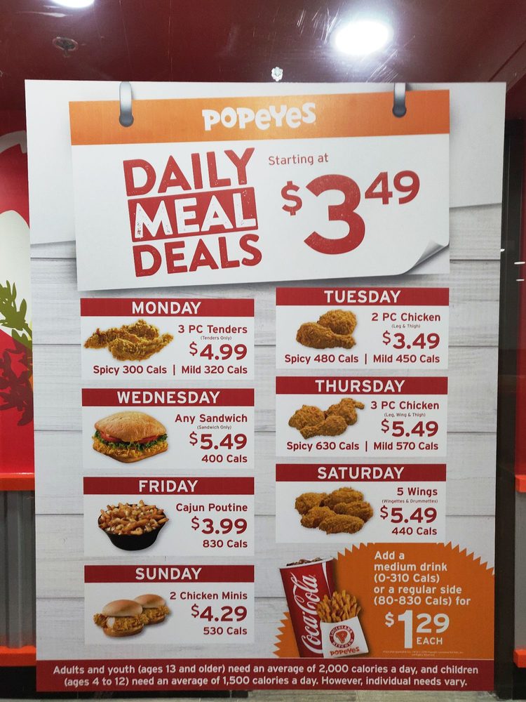 Popeyes Specials 2025 James J Duncan