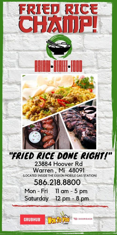 FRIED RICE CHAMP! - Updated June 2024 - 23884 Hoover Rd, Warren ...