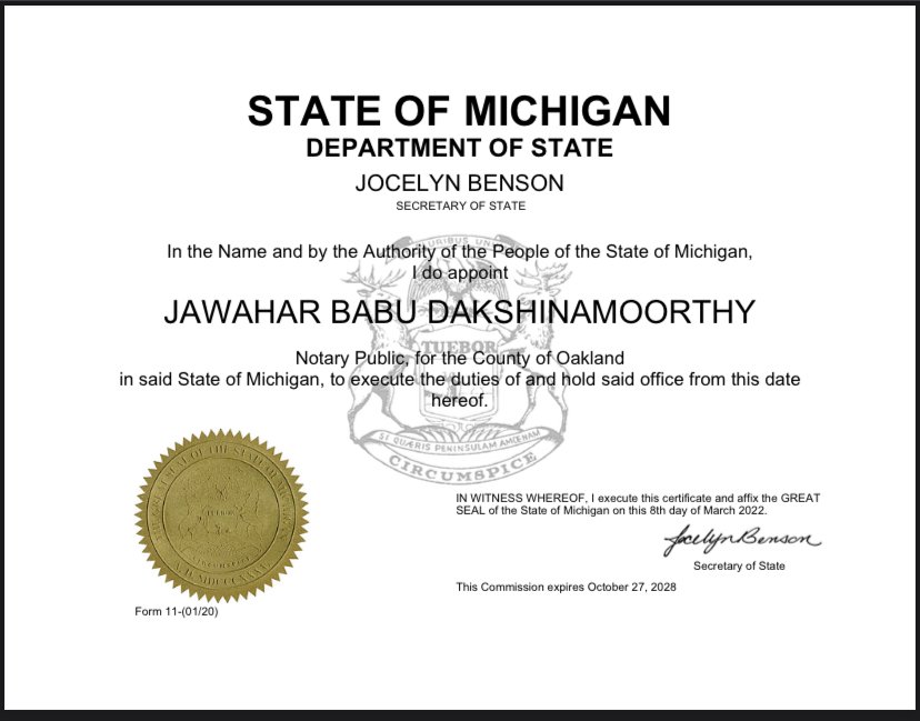 JAWAHAR’S NOTARY PUBLIC SERVICES - Farmington Hills, Michigan ...