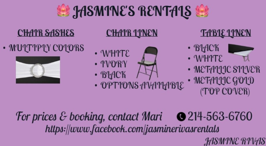 JASMINE’S RENTALS - San Angelo, Texas - Party Equipment Rentals - Phone ...
