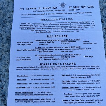 Blue sky menu store