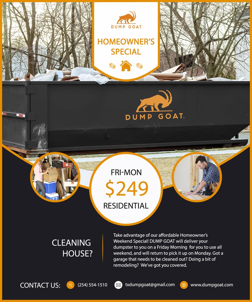 DUMP GOAT - Updated March 2025 - Salado, Texas - Dumpster Rental ...