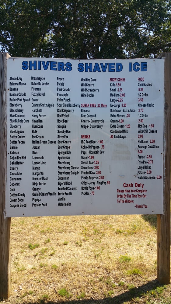 SHIVERS SHAVED ICE & SNACK SHACK - Updated March 2025 - 2401 E Fifth St ...