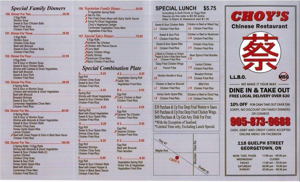CHOY’S CHINESE RESTAURANT - Updated January 2026 - 118 Guelph Street ...