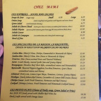Menu Chez Memes